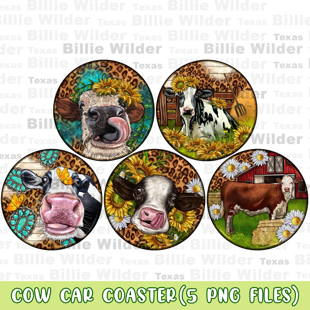 Cow Car Coaster Bundle Png Sublimation Design Download, Animal Car ...