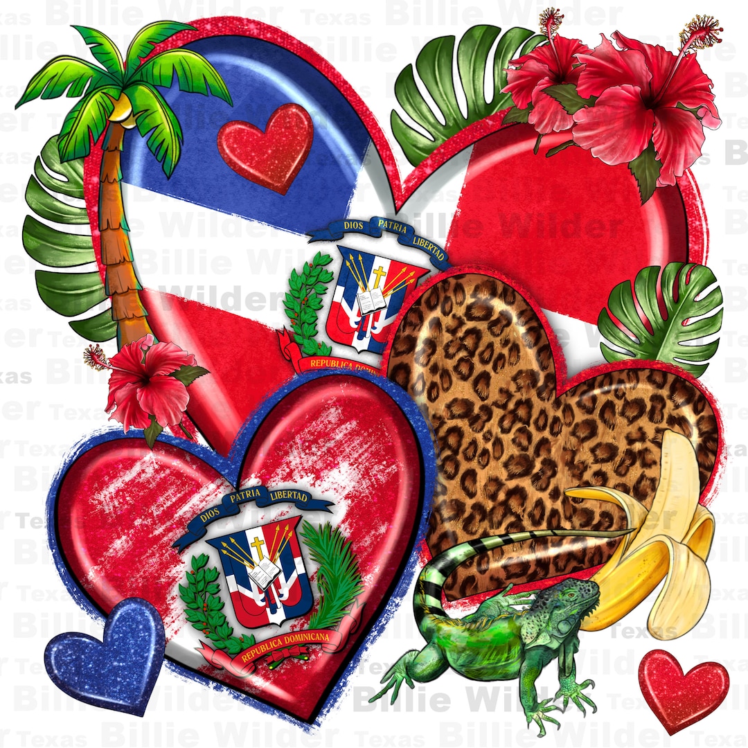 Dominican Republic Hearts Png Sublimation Design Download, Dominican ...