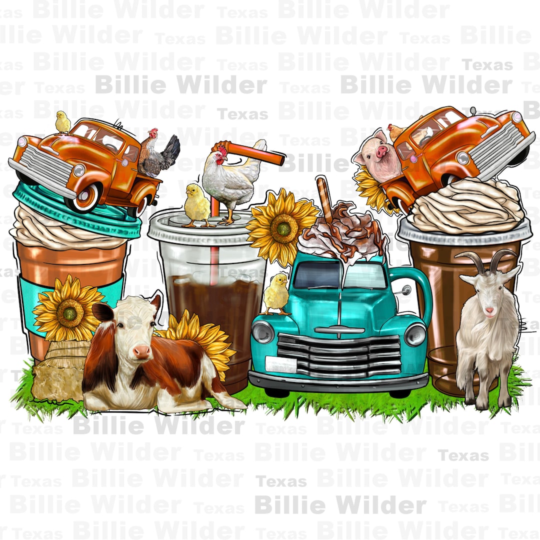 Farm Truck Coffee Cups Png Sublimation Design Download, Farm Life Png ...
