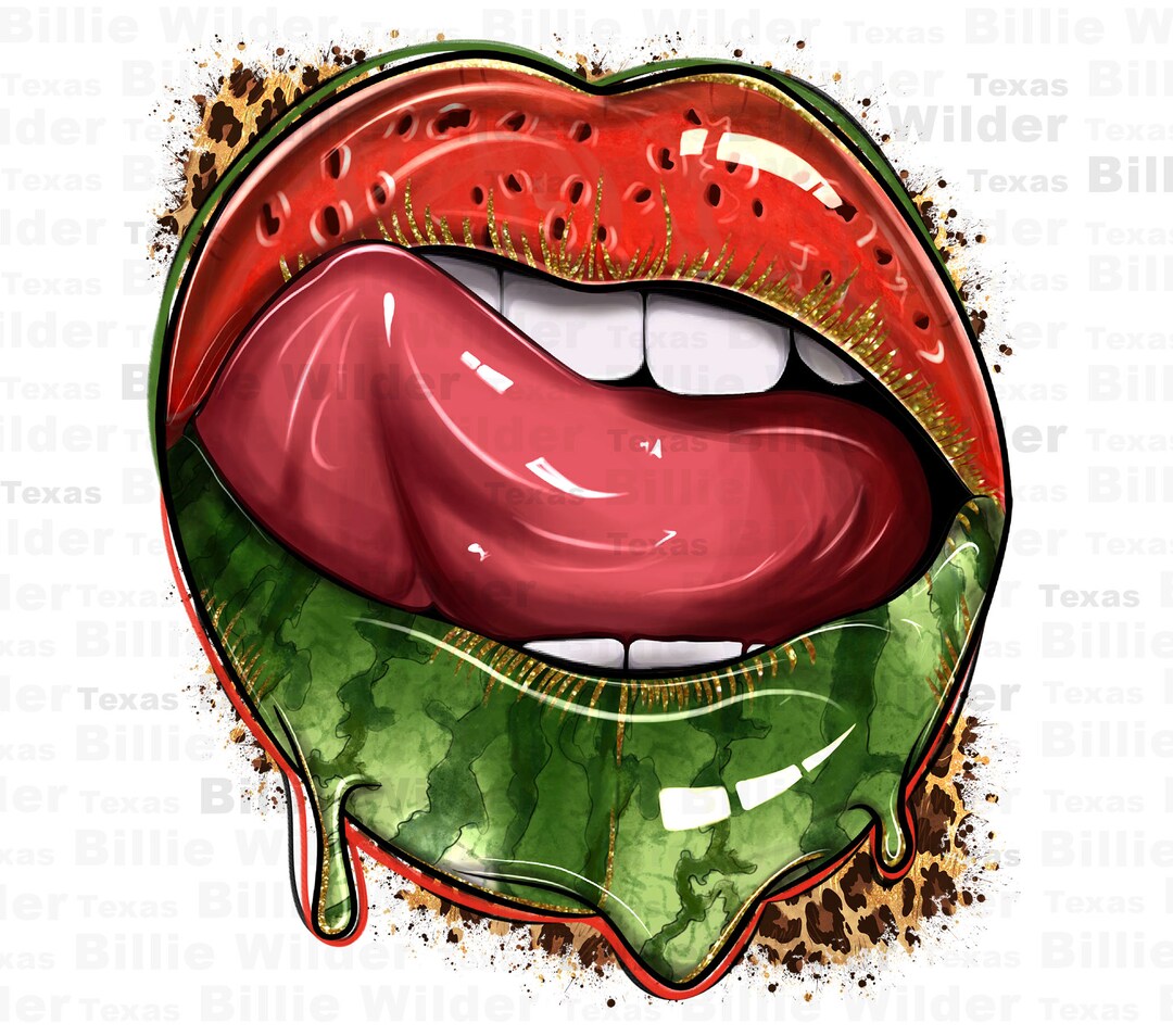 Watermelon Lips With Leopard Png Sublimation Design Download, Fruit Lip ...