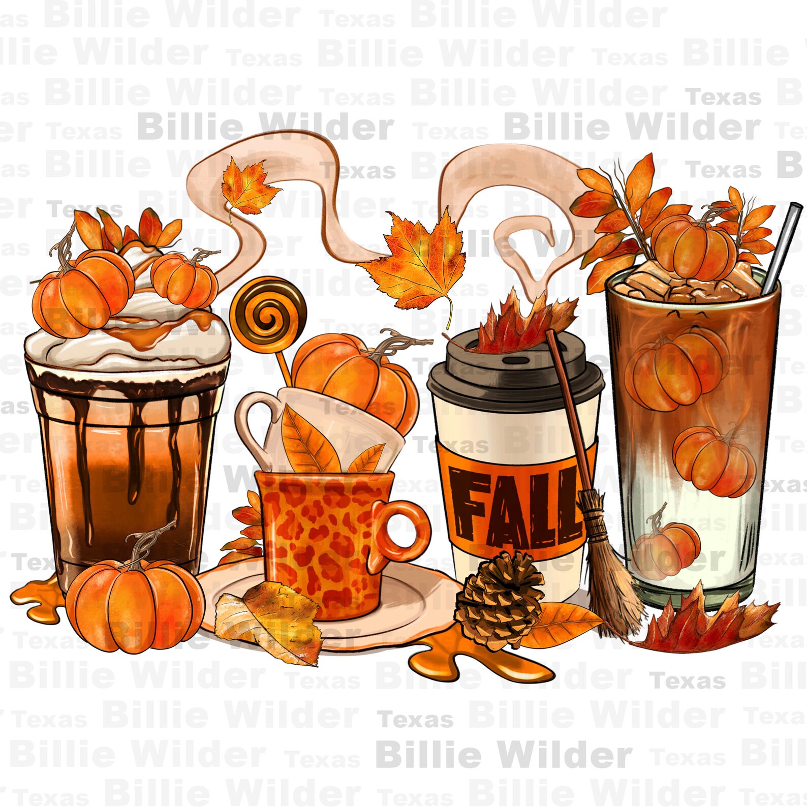 Fall Coffee Cups Png Sublimation Design Download, Hello Fall Png ...