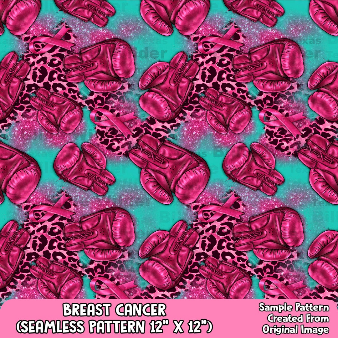 Breast Cancer Seamless Pattern Digital Paper, Glitter Digital Seamless ...