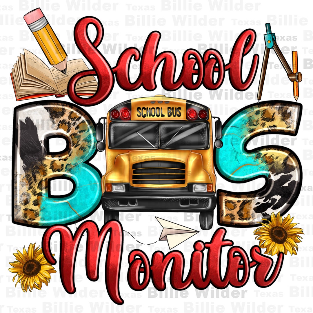School Bus Monitor Png Sublimation Design Download, Back to School Png ...