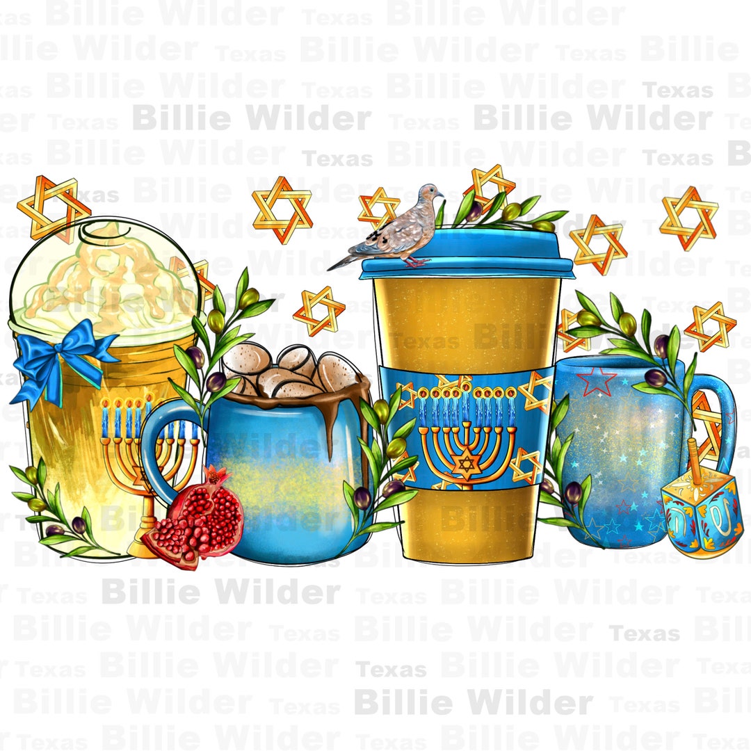 Hanukkah Coffee Cups Png Sublimation Design Download, Hanukkah Png ...