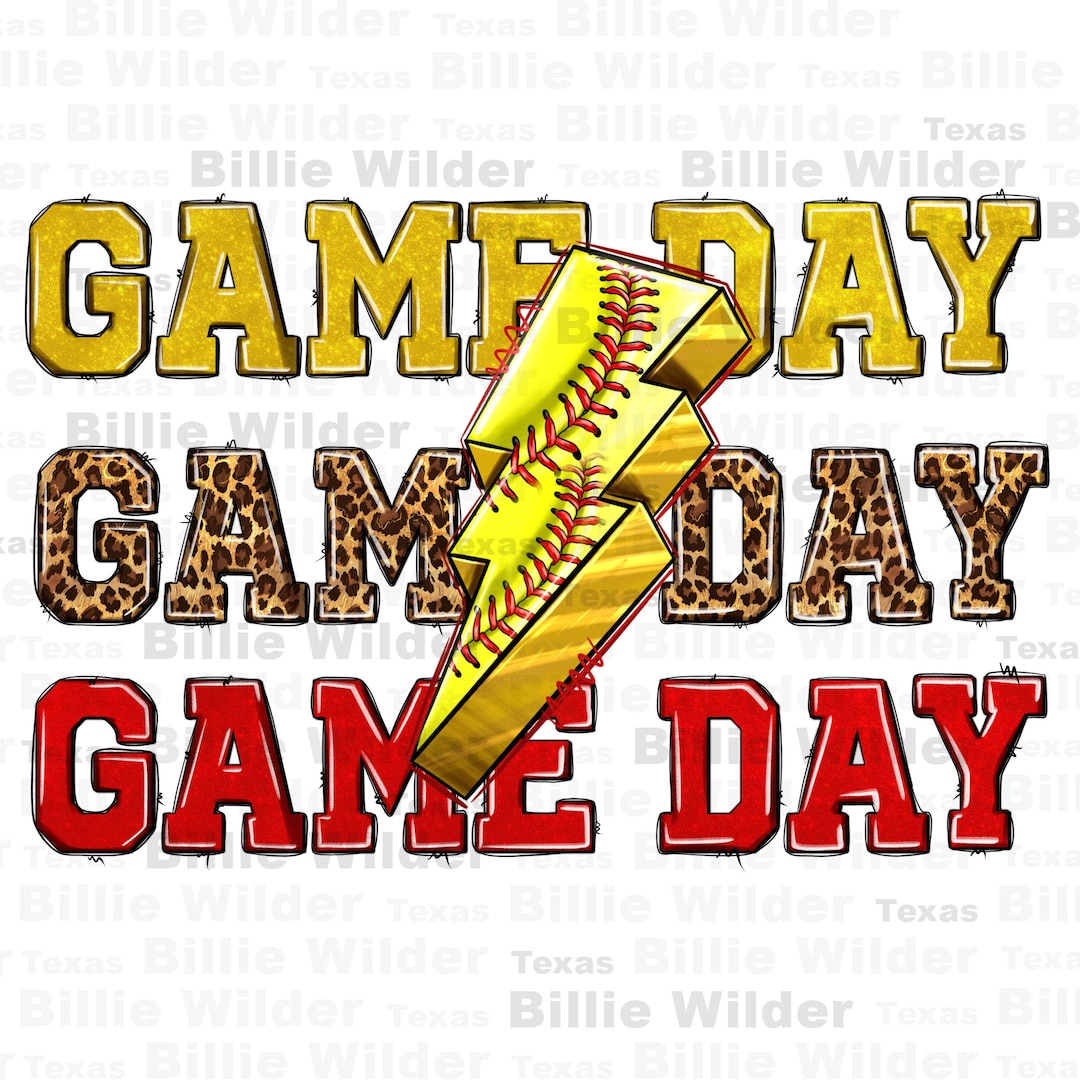 Game Day Softball With Lightning Bolt Png, Softball Game Png, Game Day ...