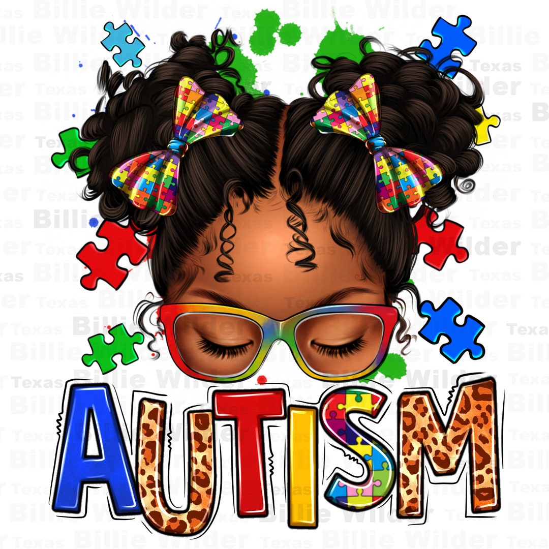 Autism Afro Girl Png Sublimation Design Download, Autism Awareness Png ...