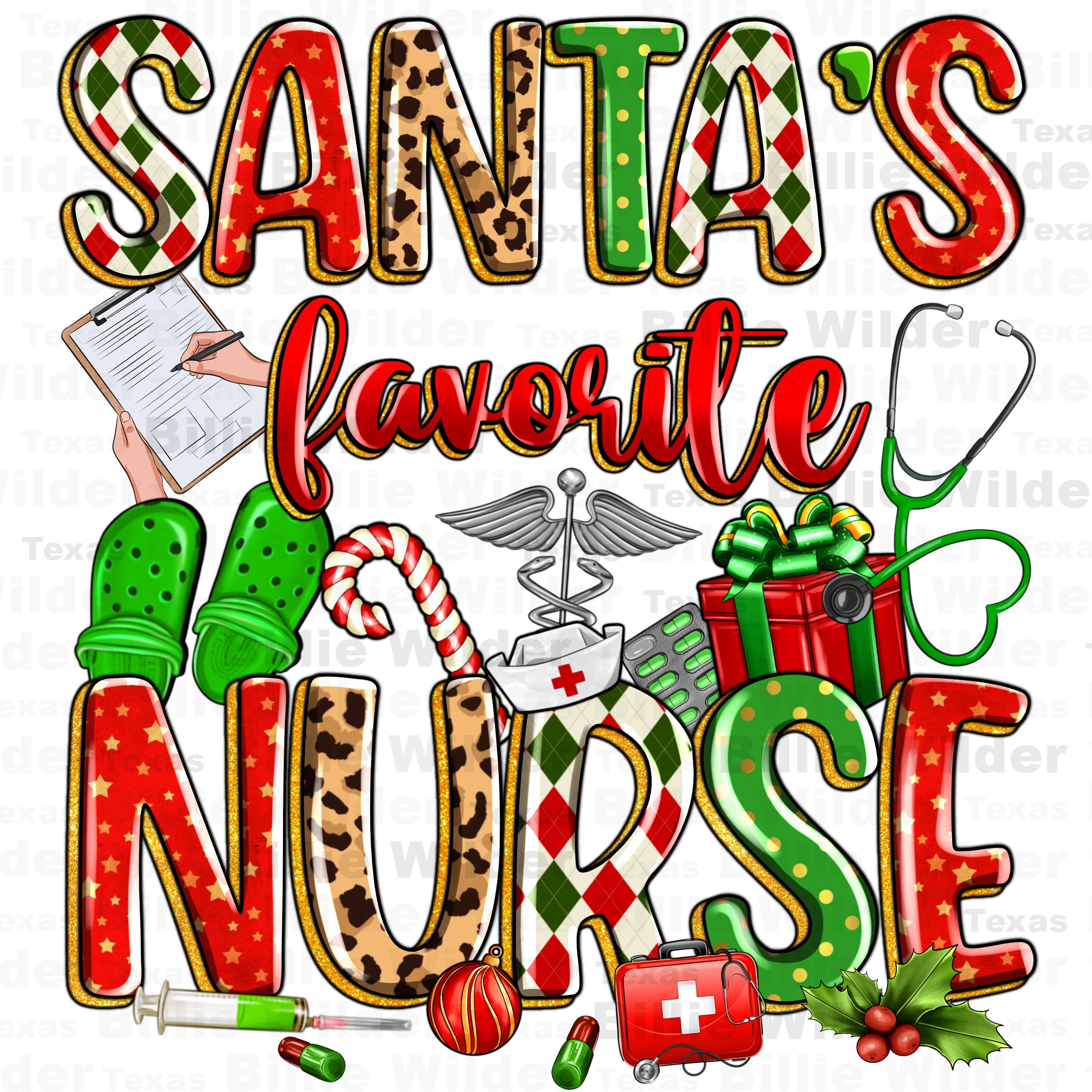 Santa's Favorite Nurse Png Sublimation Design Download, Merry Christmas ...