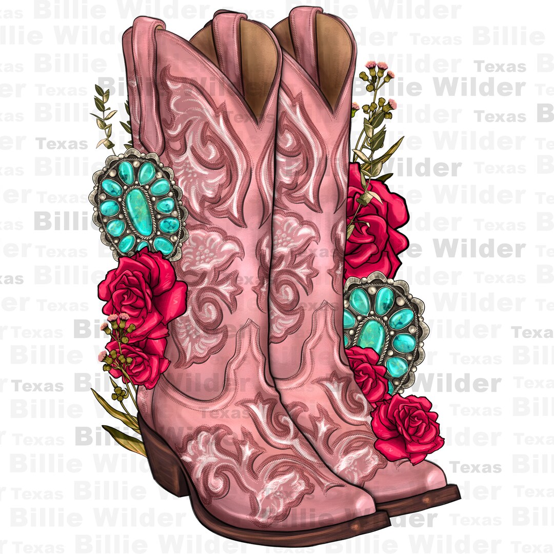 Floral Cowgirl Boots Png Sublimation Design Download Pink Boots Png ...