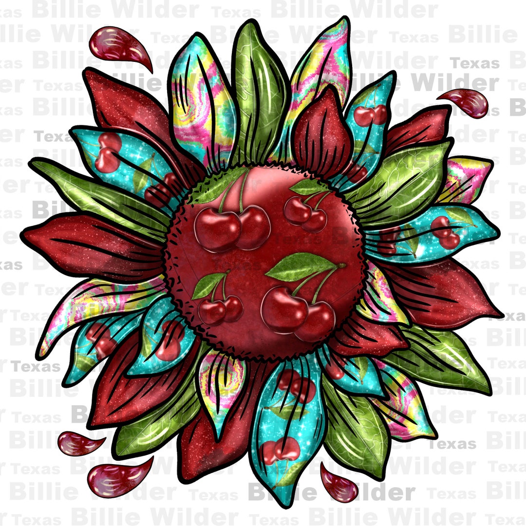 Cherry Sunflower Png Sublimation Design Download, Summer Furit Png ...