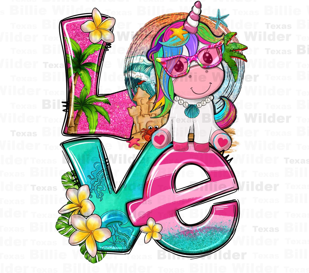 Love Summer Unicorn Png Sublimation Design Download, Hello Summer Png ...