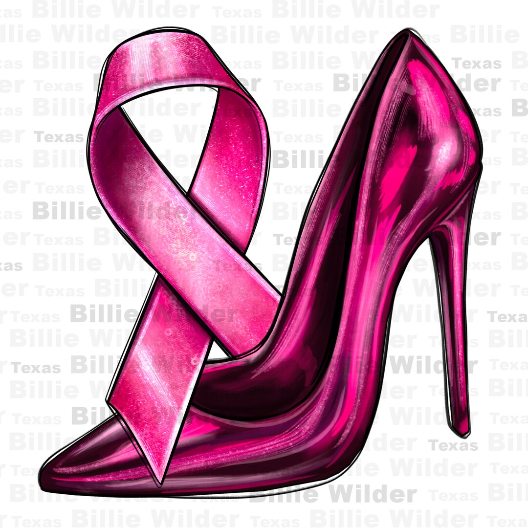 Breast Cancer Ribbon and Heels Png, Cancer Awareness Png, Pink Heels ...