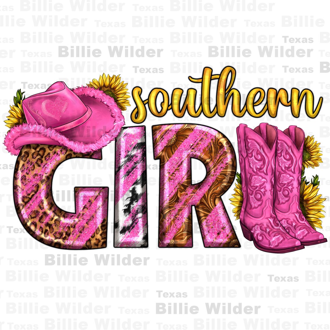 Southern Girl Western Png Sublimation Design Download, Pink Hat Png ...