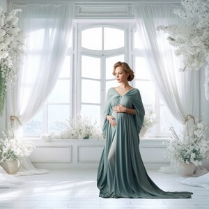 Flower White Room Curtain Backdrops Digital, Pregnant Backdrop ...