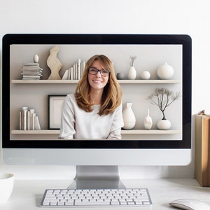 Home Office Background Virtual Videoconference Gray White Modern ...