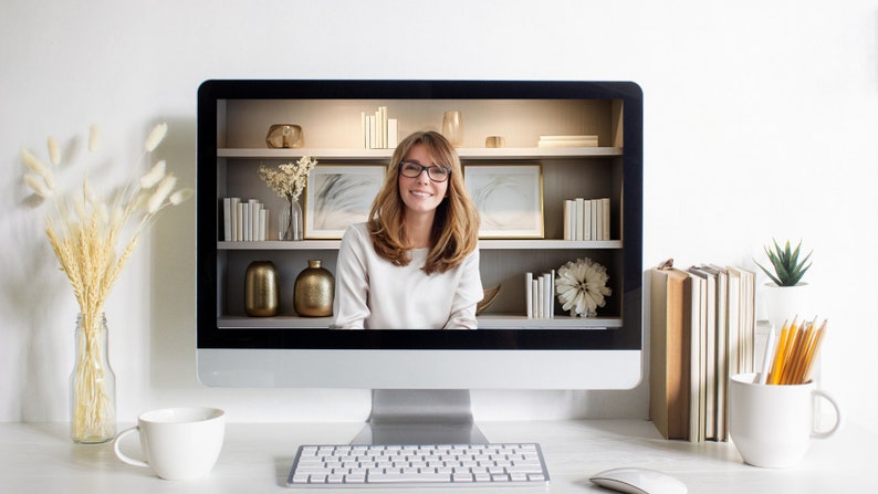 Modern Home Office Wall Shelving Zoom Background Zoom Background ...