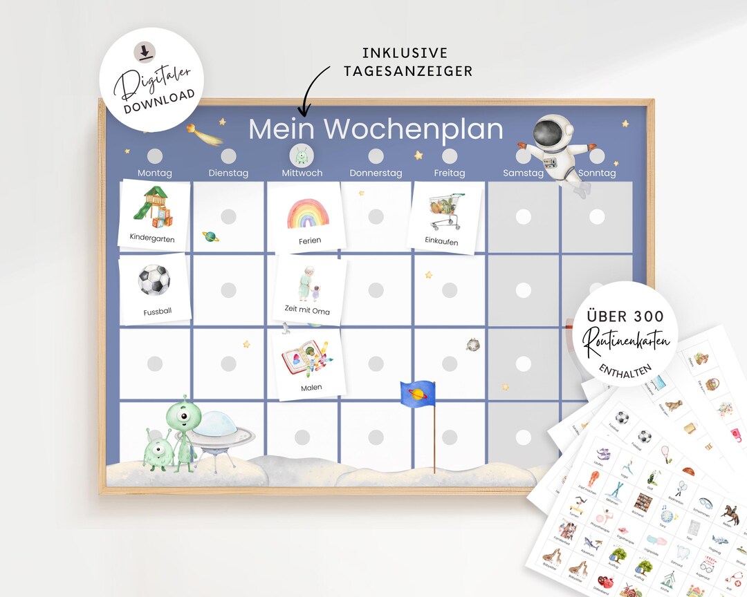 Weekly Planner for Children With Routine Cards, Children's Weekly ...