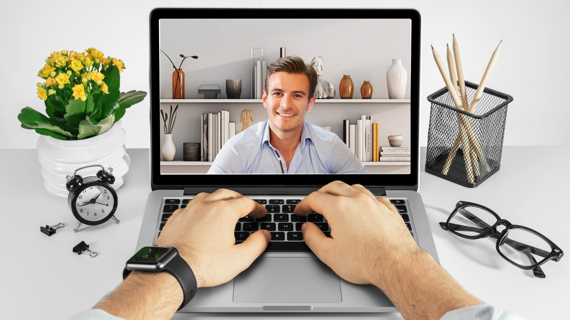 Home Office Background Virtual Videoconference Gray White Modern ...