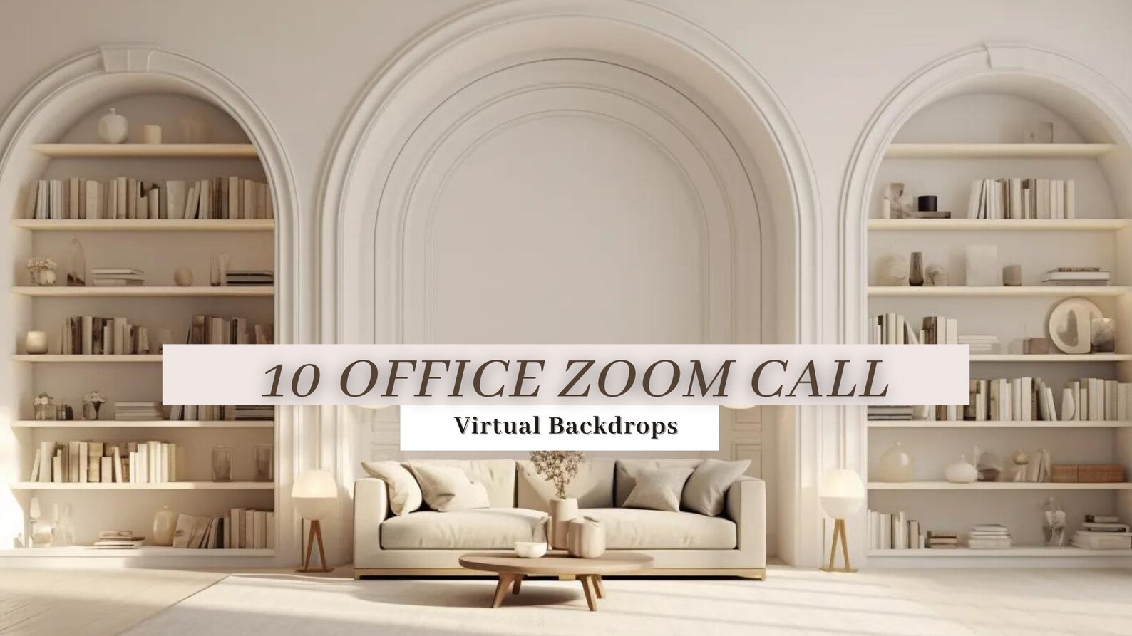 Zoom Background Virtual Videoconferences Boho Minimalist White Shelving ...