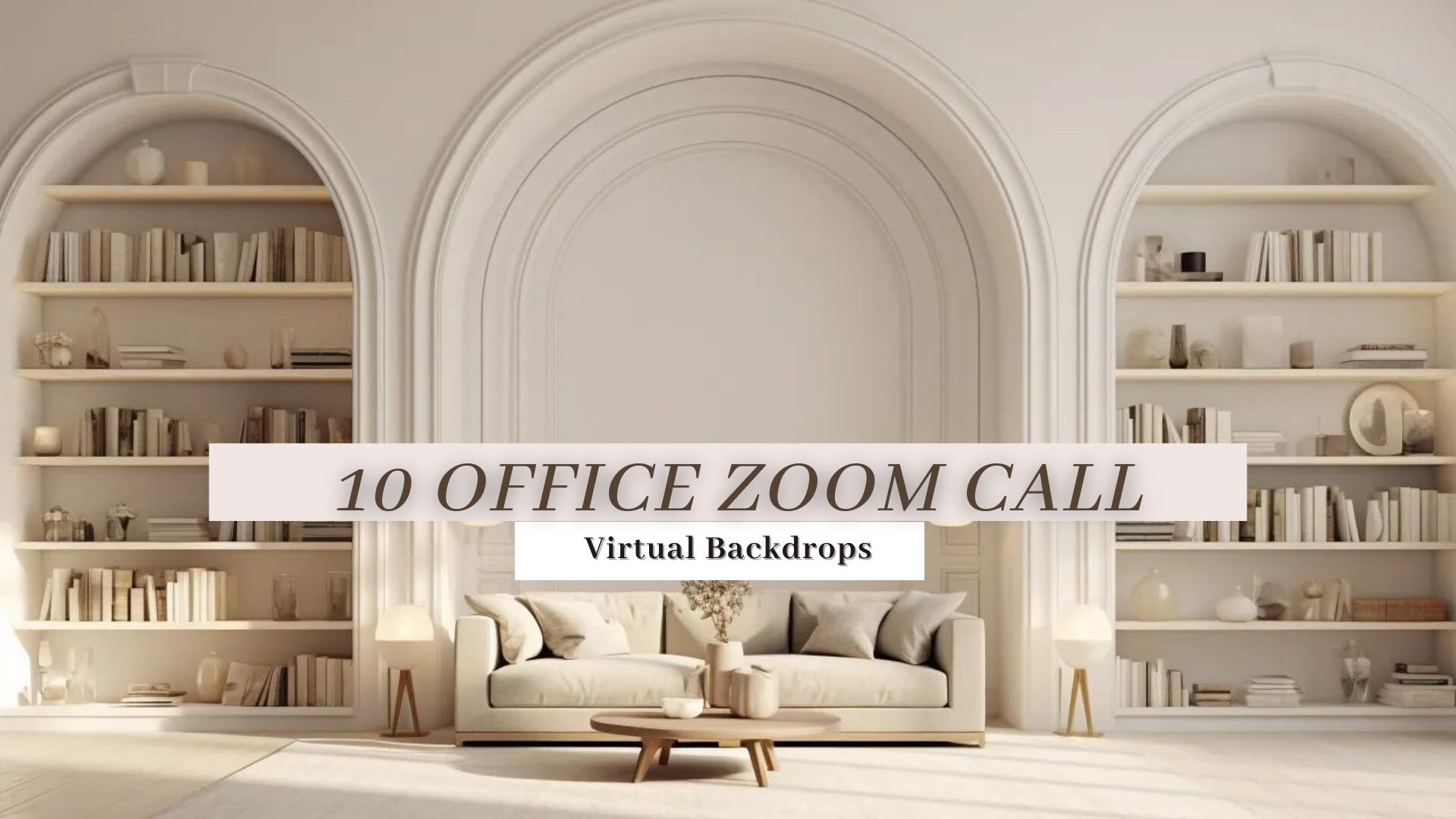 Zoom Background Virtual Videoconferences Boho Minimalist White Shelving ...