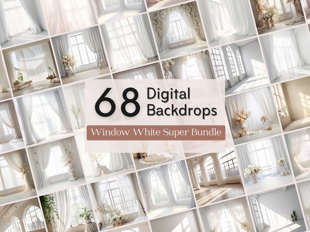68 Backlit Window Digital Backdrops White Room Photoshop Overlays ...