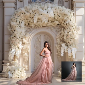 16 Wedding White Flower Backdrops Bundle, Digital Portrait Background ...