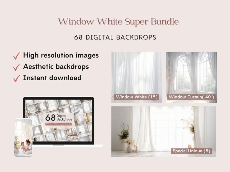 68 Backlit Window Digital Backdrops White Room Photoshop Overlays ...