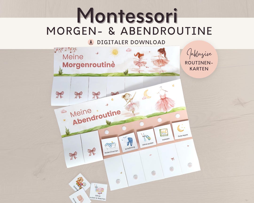 Morning Routine & Evening Routine for Children Ballerina Girls Pink ...