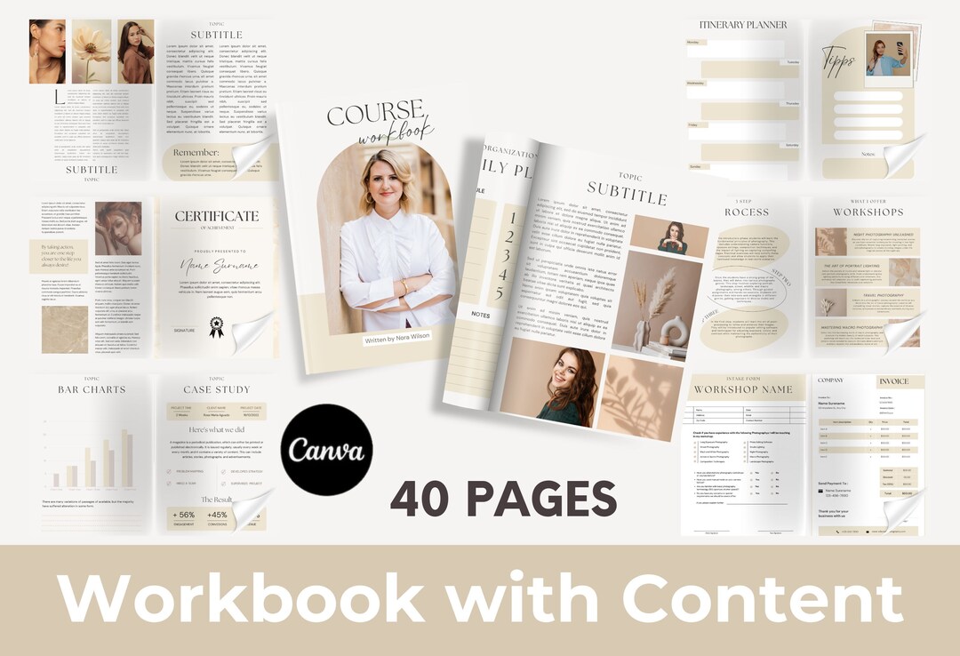 Editable Ebook Template Printable Workbook Template Photography Course ...