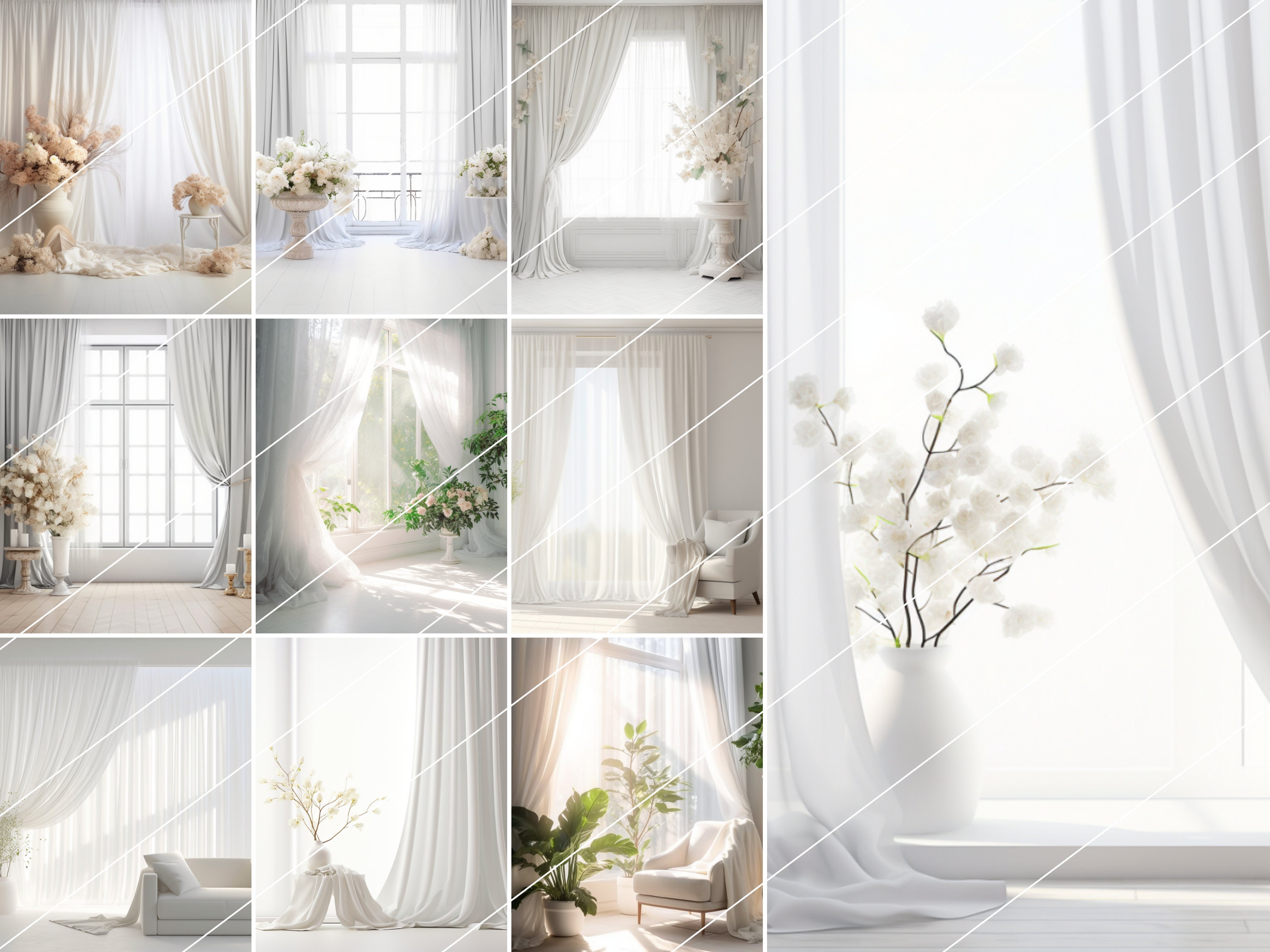 60 Backlit Window Digital Backdrops Bundle, White Room, Photoshop ...