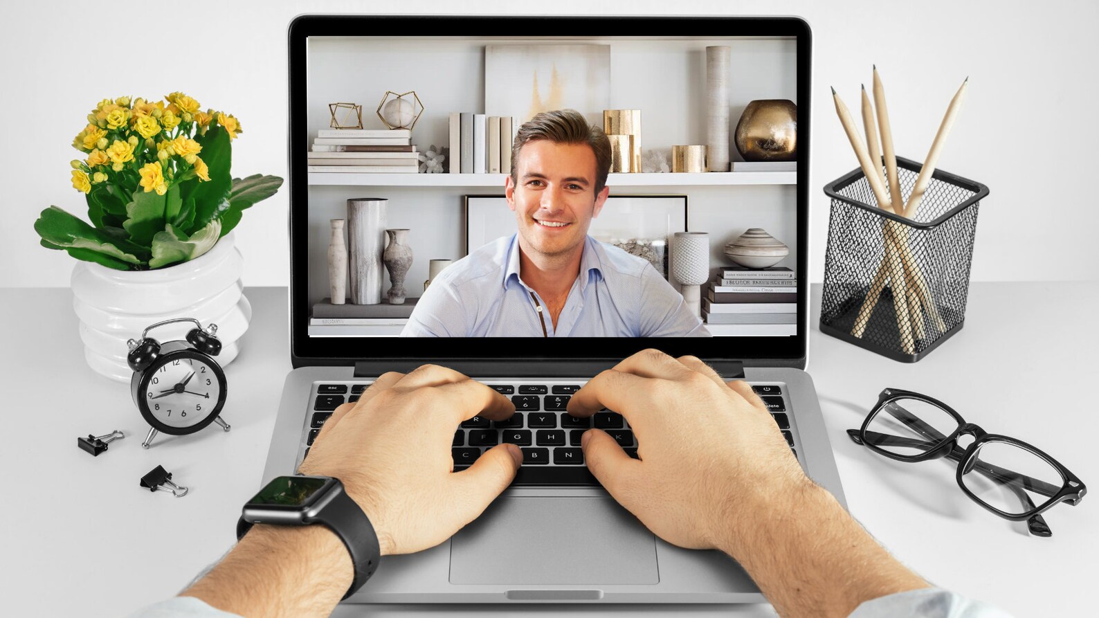 Modern Home Office Wall Shelving Zoom Background Zoom Background ...