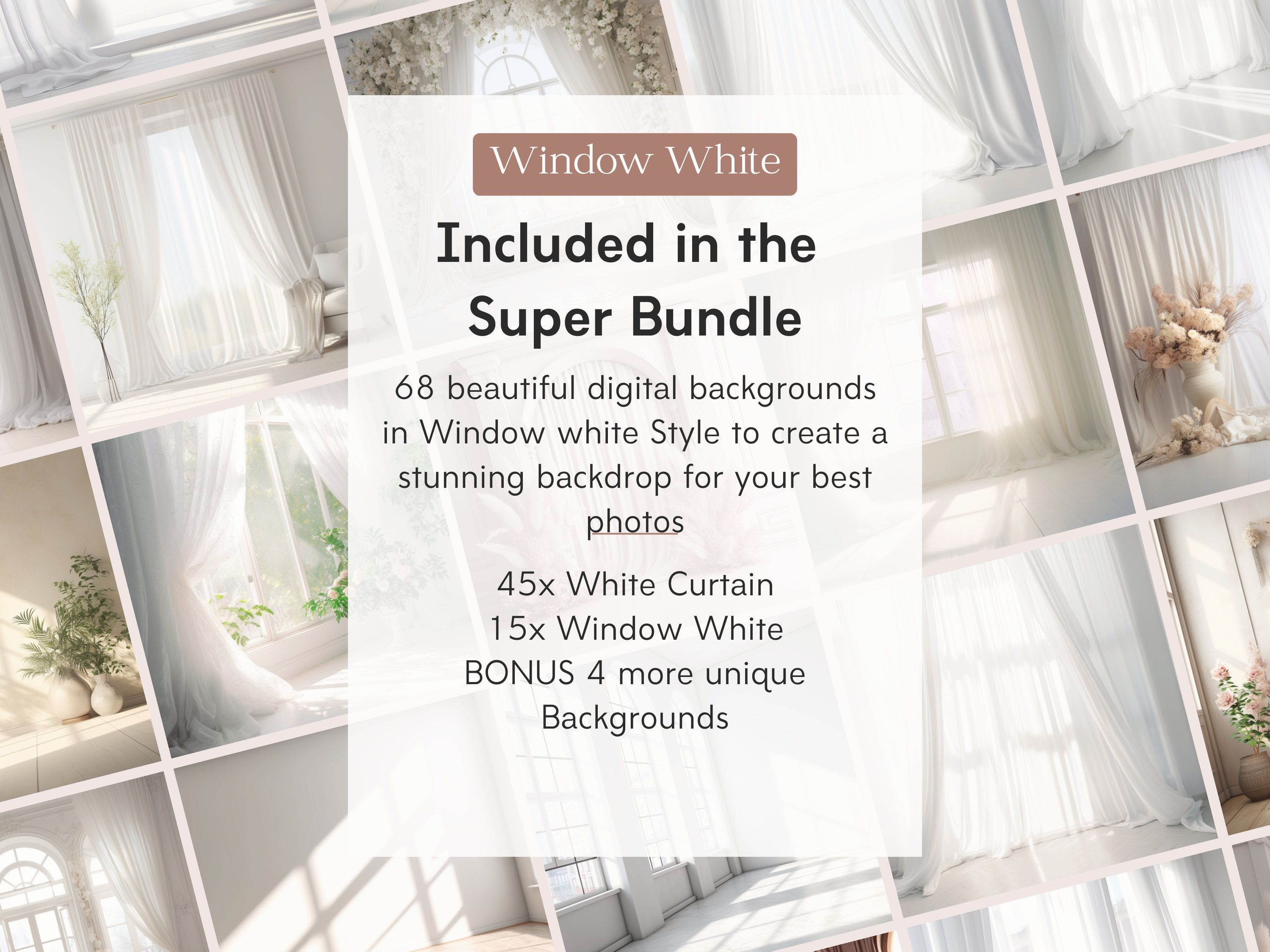 68 Backlit Window Digital Backdrops White Room Photoshop Overlays ...