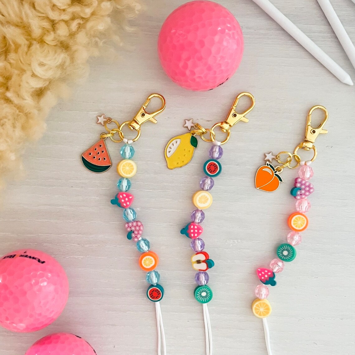 Golf Stroke Counter / Fruit & Crystal Beads / Unique Golf Gifts / Small ...