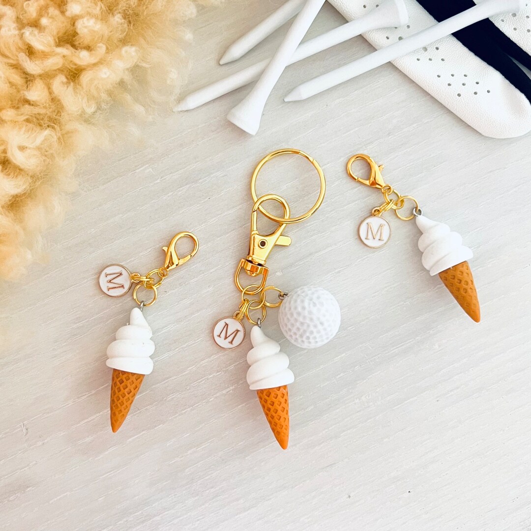 Personalized Golf Keychain and Bag Charm / Vanilla Ice Cream, Custom ...