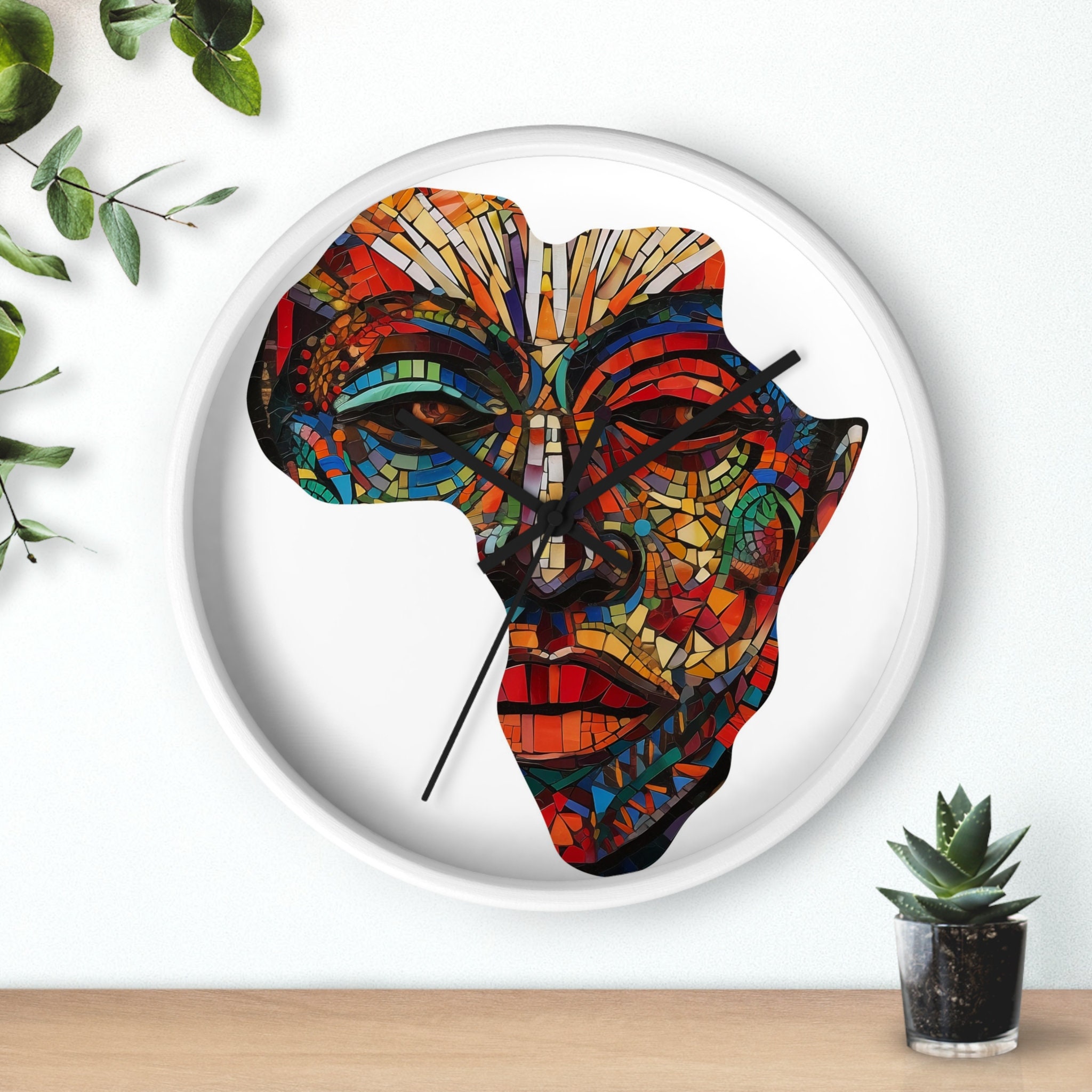 Africa Wall Clock African Mask Clock Africa Map African Wall sold by ...