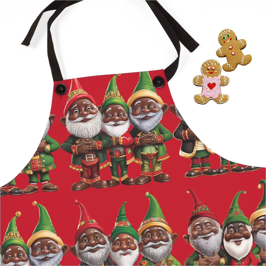 Happy Black Santa Elves Kitchen Apron Christmas Apron Holiday Gifts ...