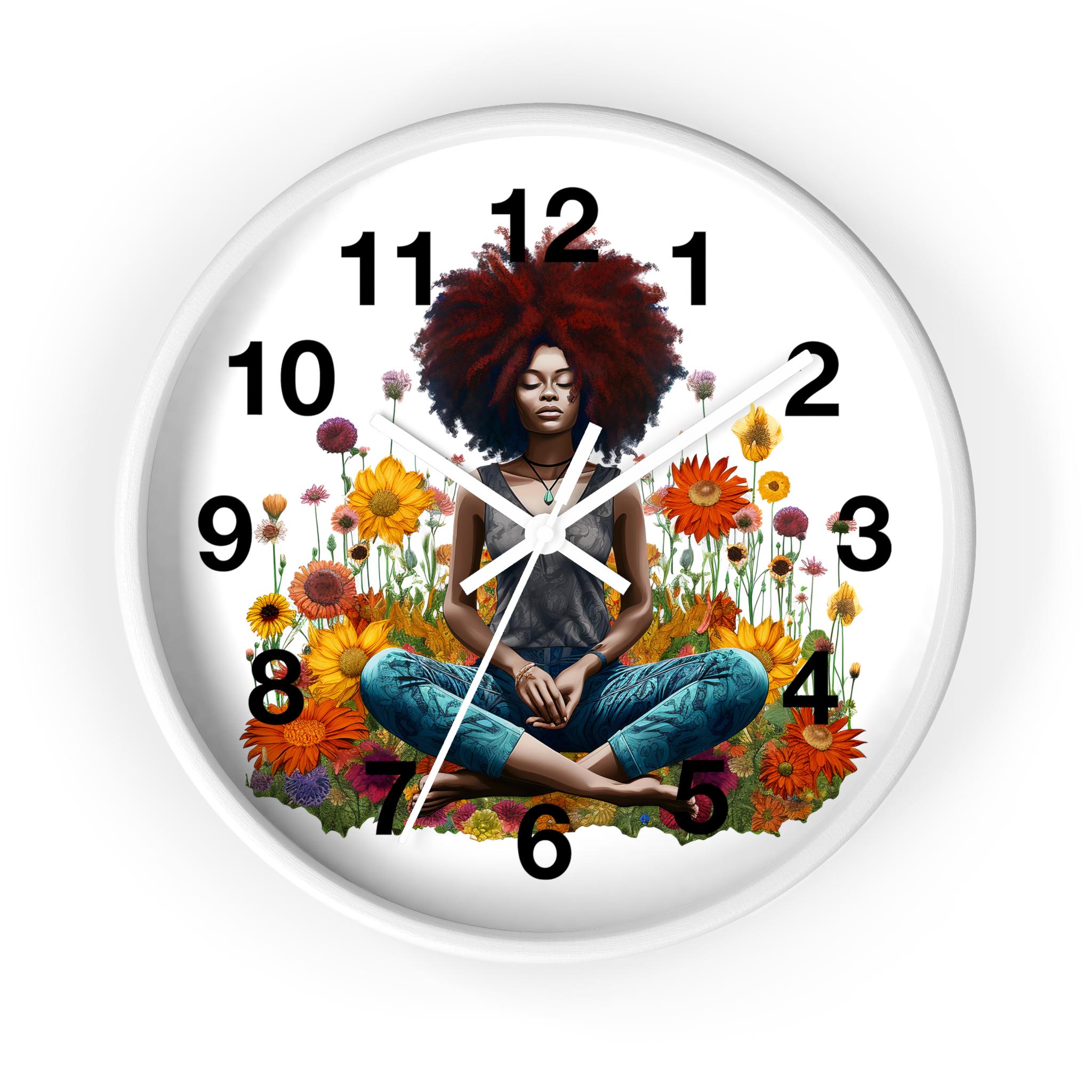 Black Female Yoga Wall Clock: Afrocentric Meditation Pose Yogi Clock - Etsy