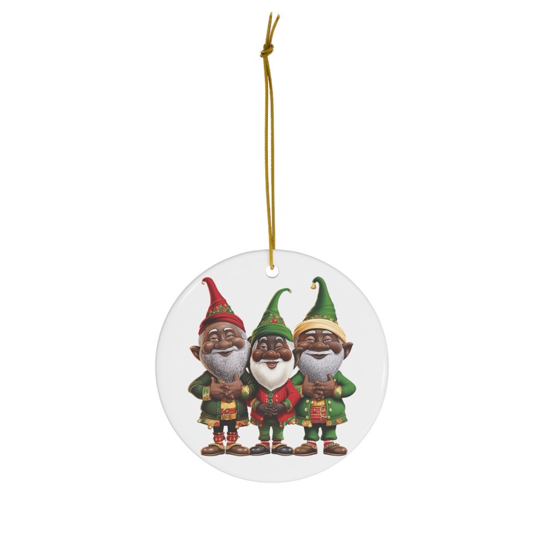 Black Santa Elves Helpers Christmas Ornament Holiday Tree Decoration ...