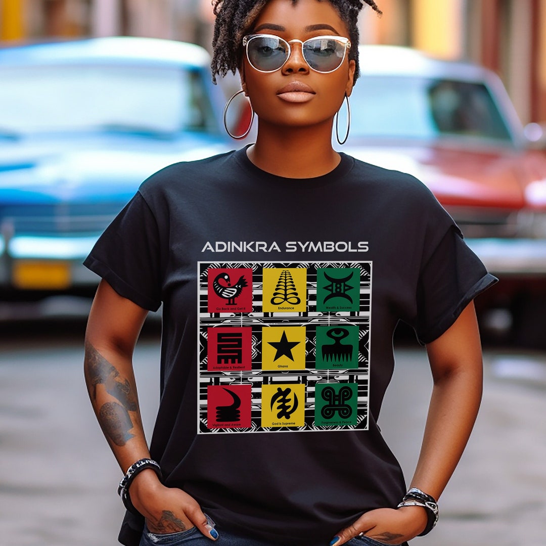Adinkra Symbols Collection Tee Shirt African Art Culture African American Style Tshirt Symbolic ...