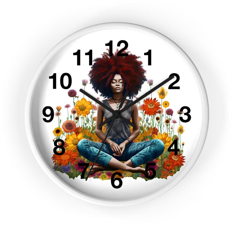 Black Female Yoga Wall Clock: Afrocentric Meditation Pose Yogi Clock - Etsy