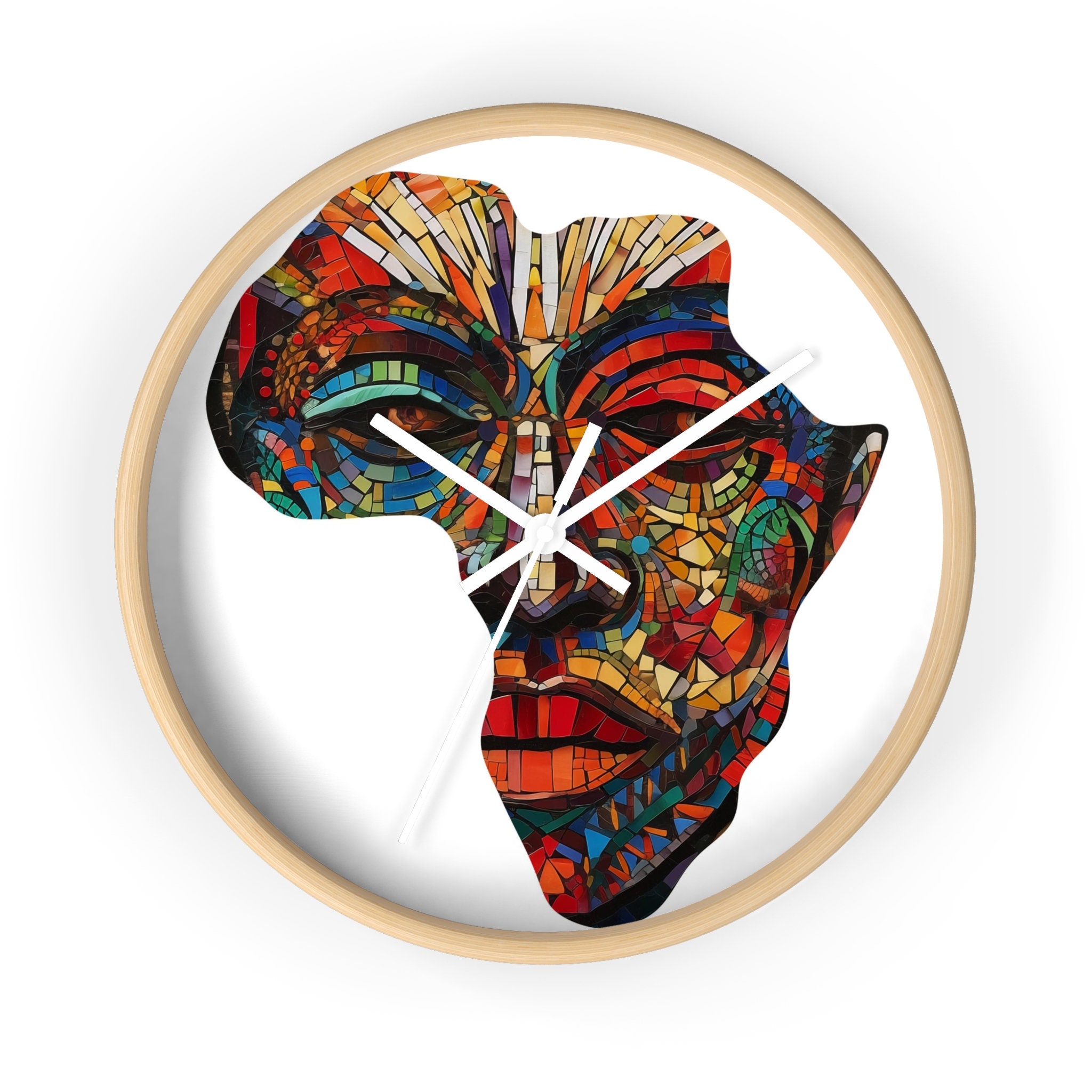 Africa Wall Clock African Mask Clock Africa Map African Wall sold by ...