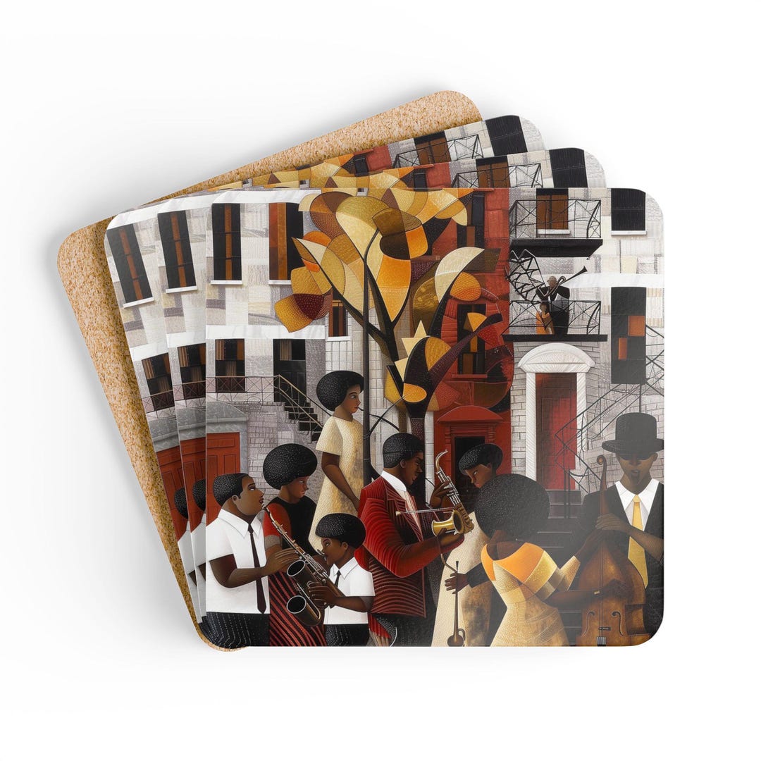 Harlem Jazz Musicians Coasters: Retro Afrocentric Art Barware, Set of 4 ...