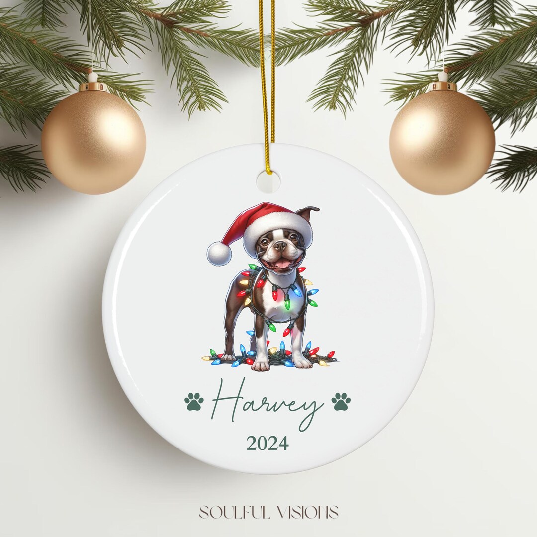 Custom Boston Terrier Christmas Ornament, Boston Terrier, Boston ...