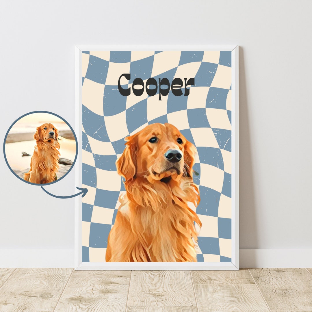 Custom Digital Checkered Pet Portraits Using Pet Photo Personalized ...