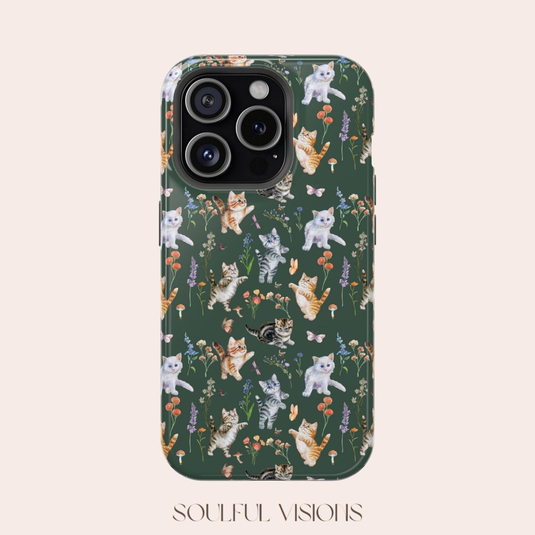 Kittens Cottagecore Magsafe Tough Phone Case, iPhone 16, 15, 14, 13 Pro ...