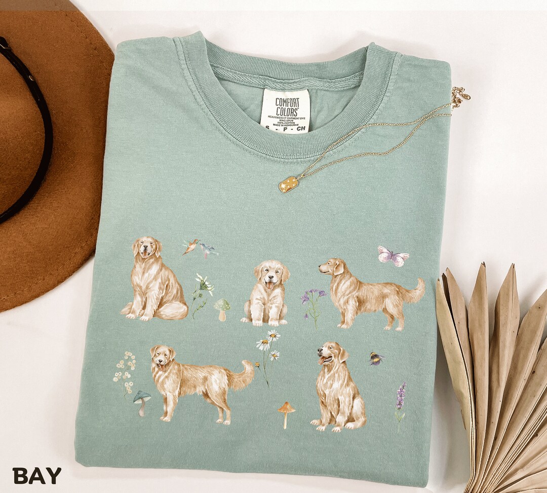 Golden Retriever Cottagecore Shirt, Golden Retriever, Golden Retriever Gifts, Golden Retriever T ...