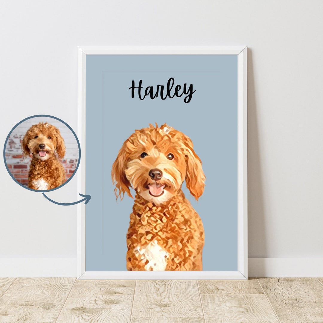 Custom Digital Pet Portraits Using Pet Photo Personalized Digital Dog Portraits Cat Portraits ...