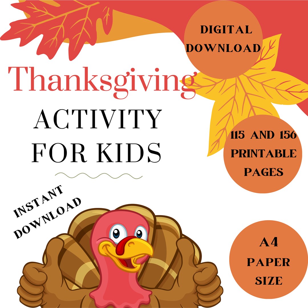 Thanksgiving Printable Kids Activity Book, Educational Games, Coloring ...