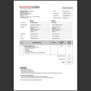 Best Full Editable Wording Invoice Template | Professional and Simple ...