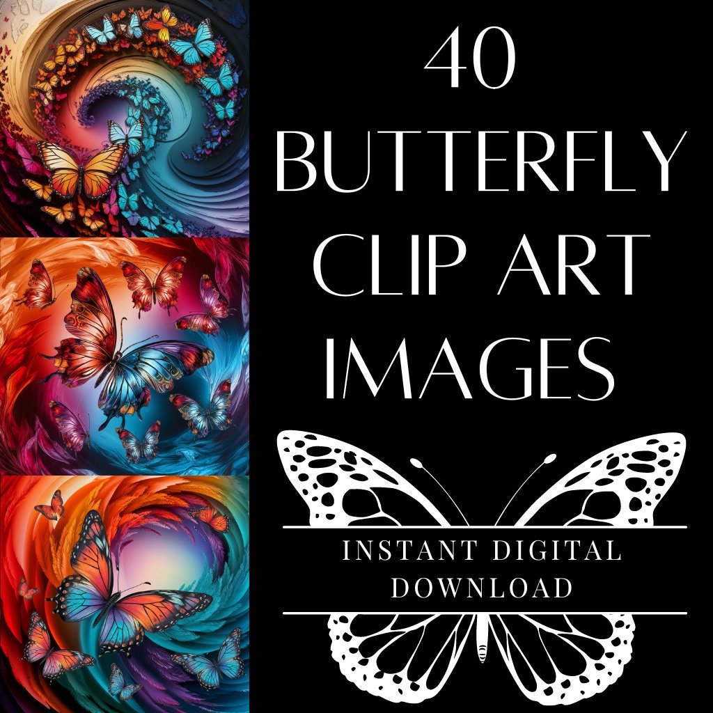 40 Beautiful Butterfly Clip Art Bundle Instant Digital Download - Etsy