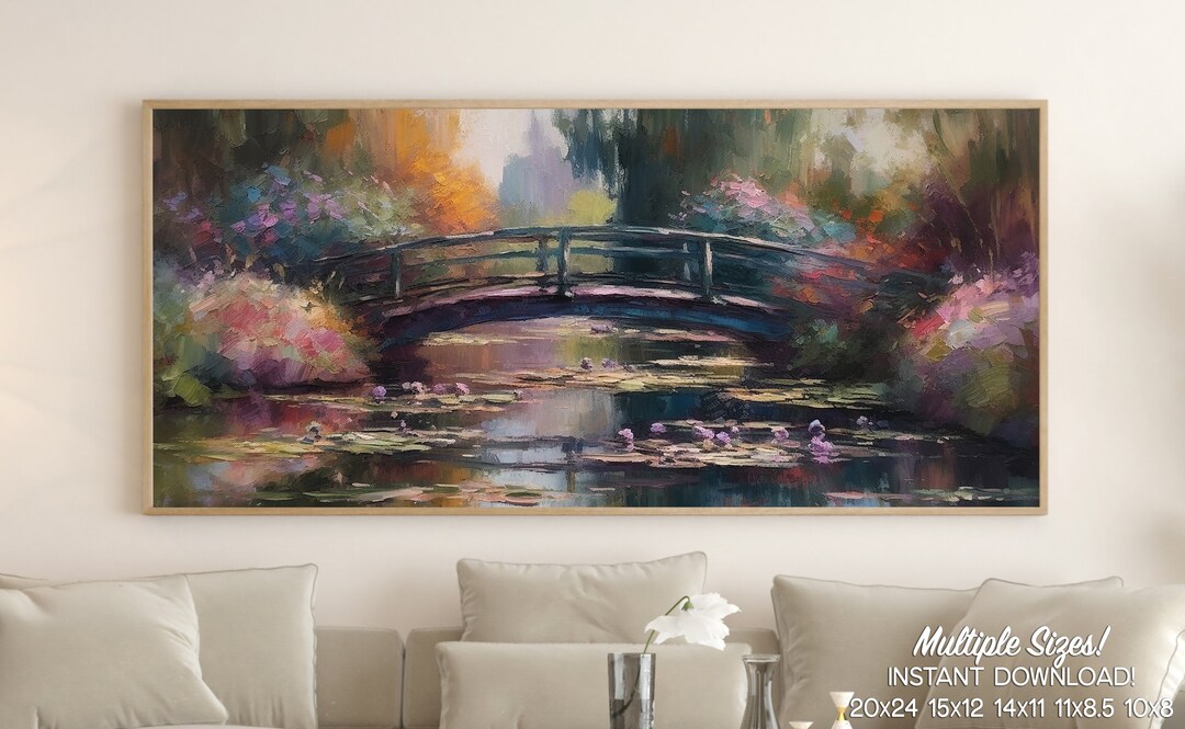 Monet Style Painting of Bridge Over Creek - Impressionism - Oil Paint ...